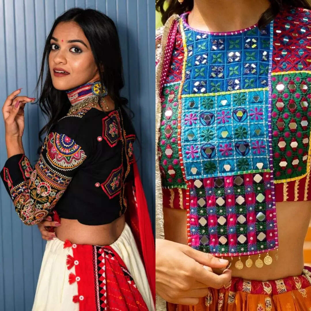 Blouse Designs For Garba Night: मिरर वर्क से बैकलेस चोली तक.. गरबा नाइट ...