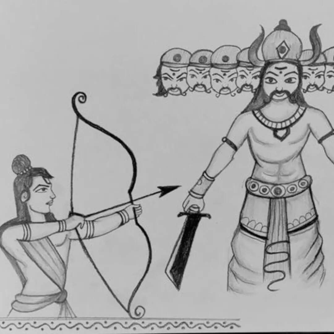 Dussehra Drawing For Kids Students 2024 Vijayadashmi Dussehra Ravan ...