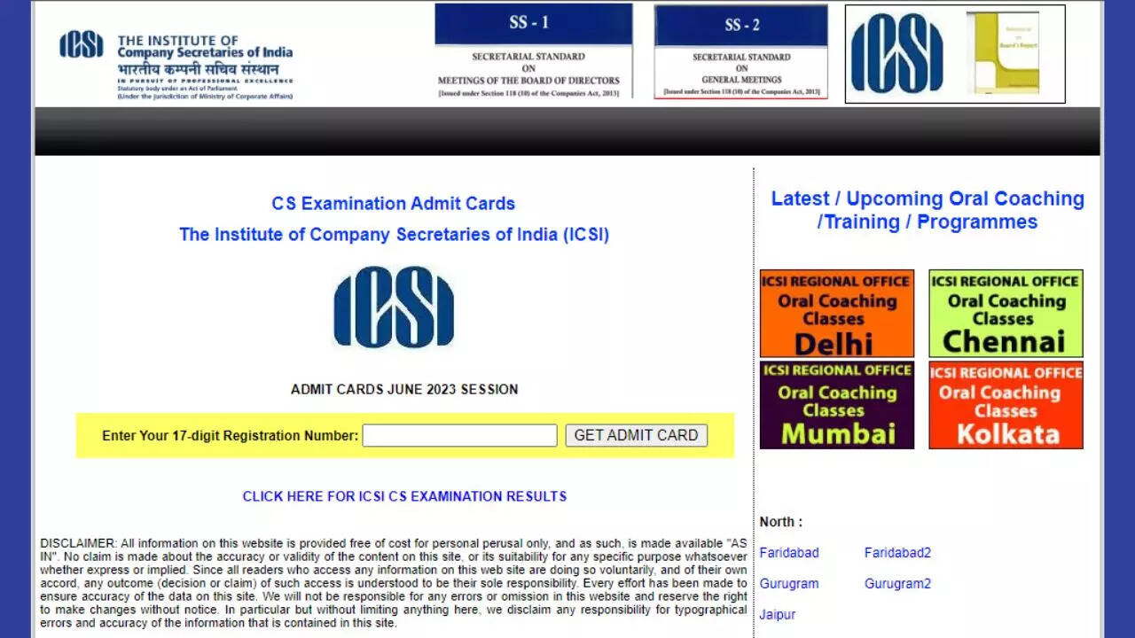 ICSI CS Admit Card 2023: ICS CS Executive Professional Admit Card ...