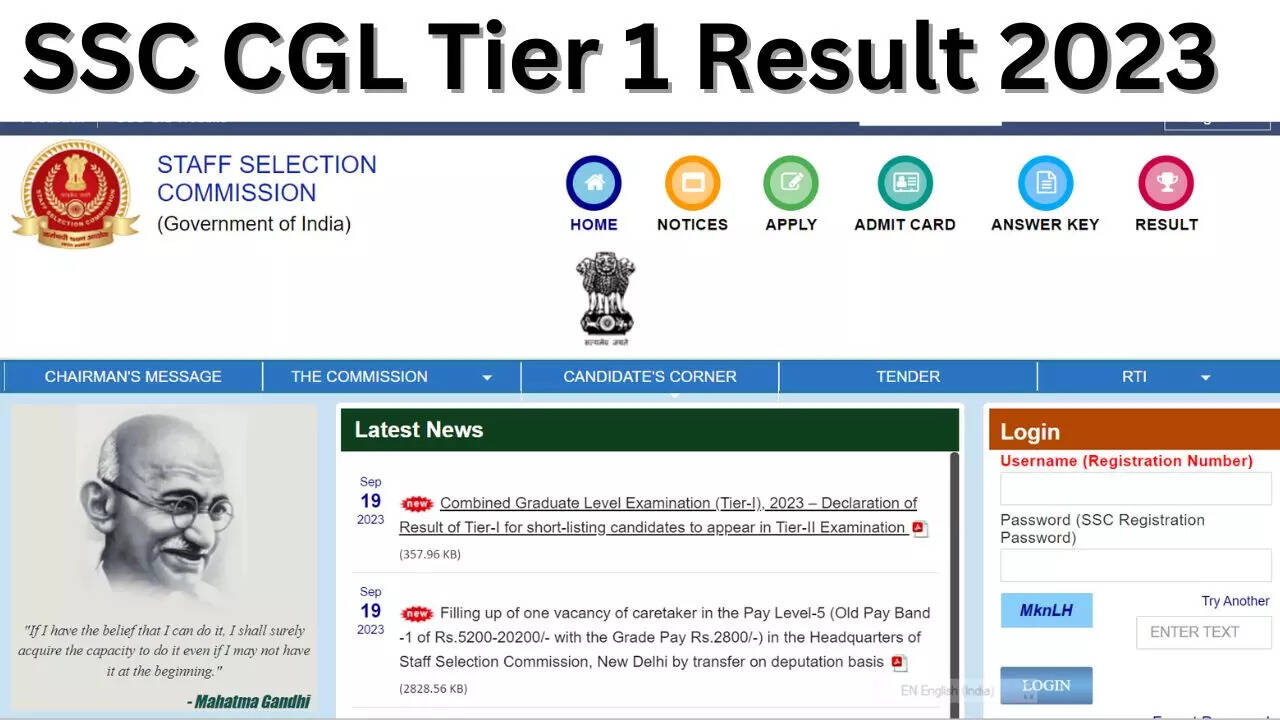 SSC CGL Tier 1 Result 2023 released at ssc.nic.in check SSC Result Pdf ...