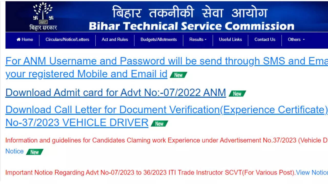 BTSC ANM Admit Card 2023 Released at btsc bih nic in check here bihar ...