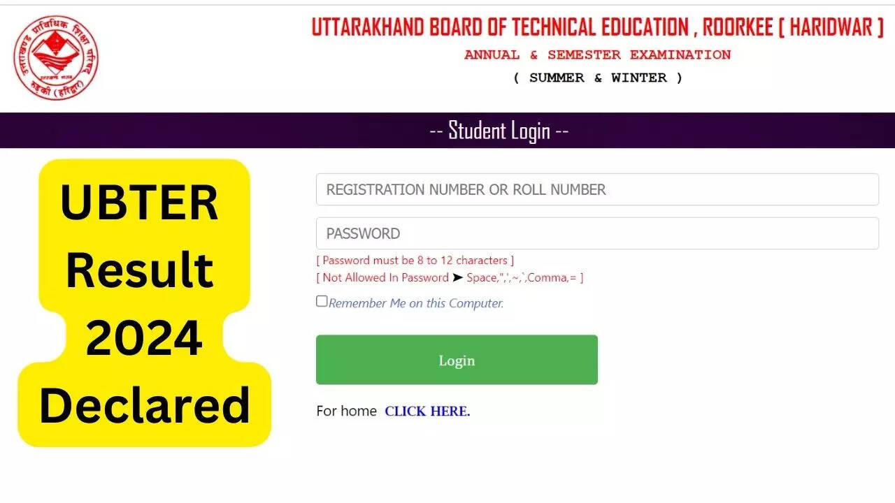 Uttarakhand Board of Technical Education, Roorkee Announced UBTER ...