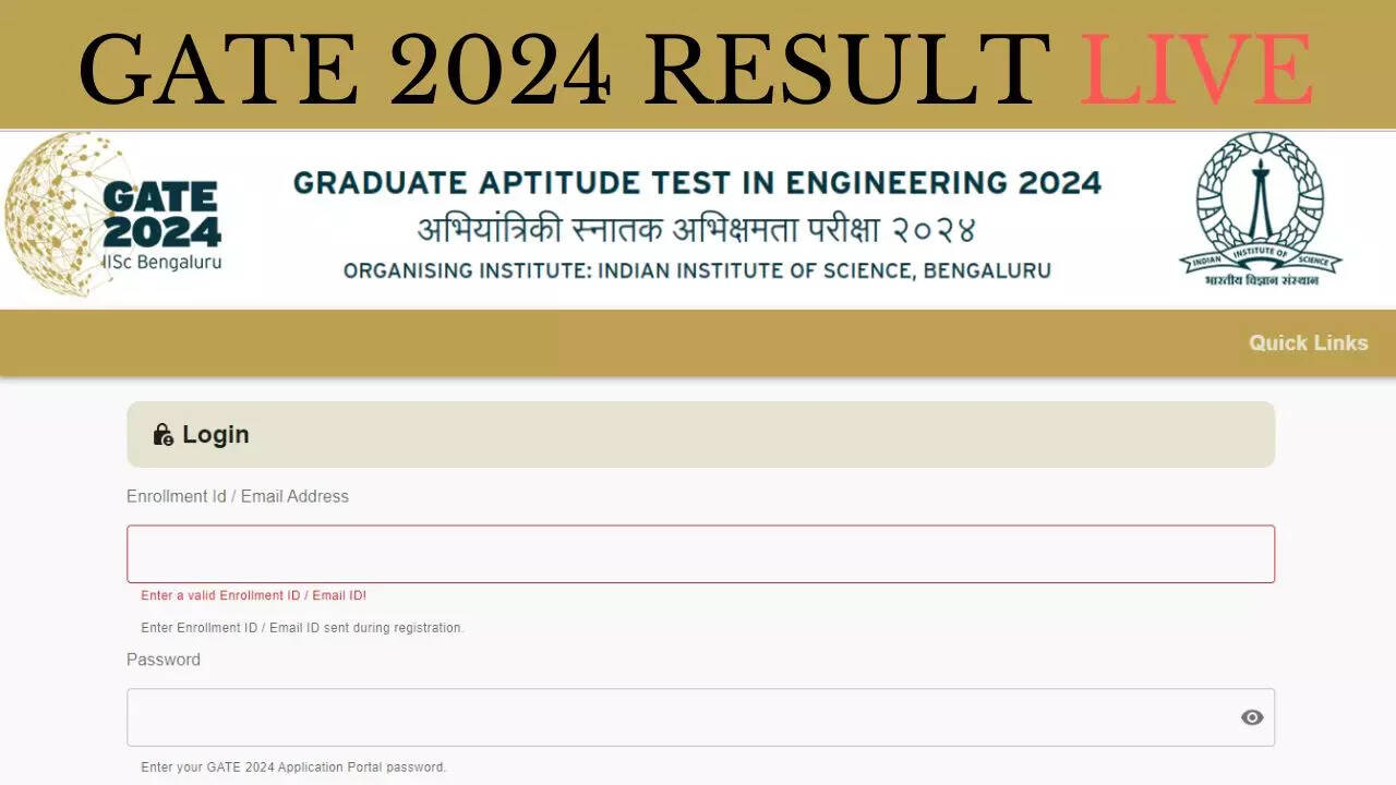 GATE 2024 Result: IISC GATE Result direct link at gate2024.iisc.ac.in. Check GATE Score Card Cut ...