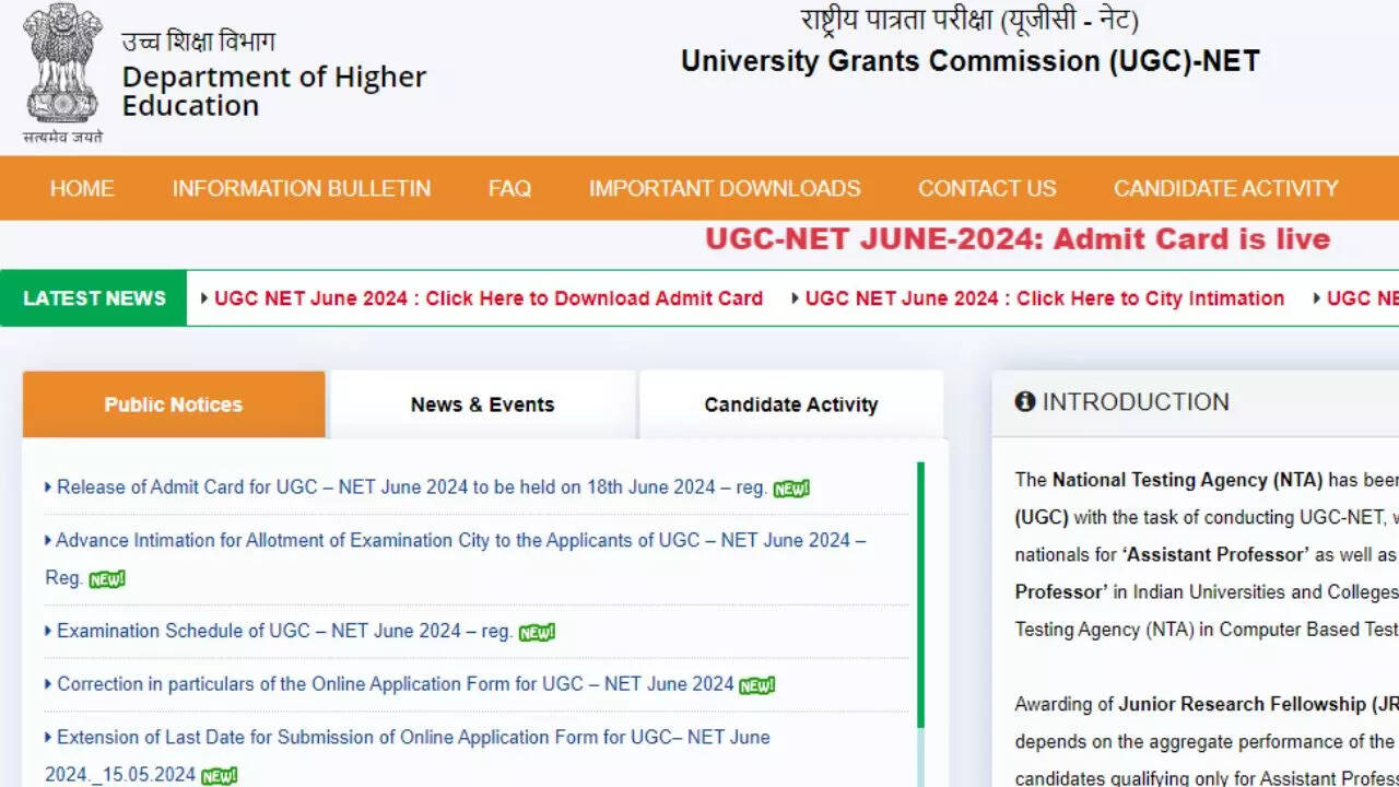 UGC NET Admit Card 2024 June: Released at ugcnet.nta.ac.in, UGC NET ...