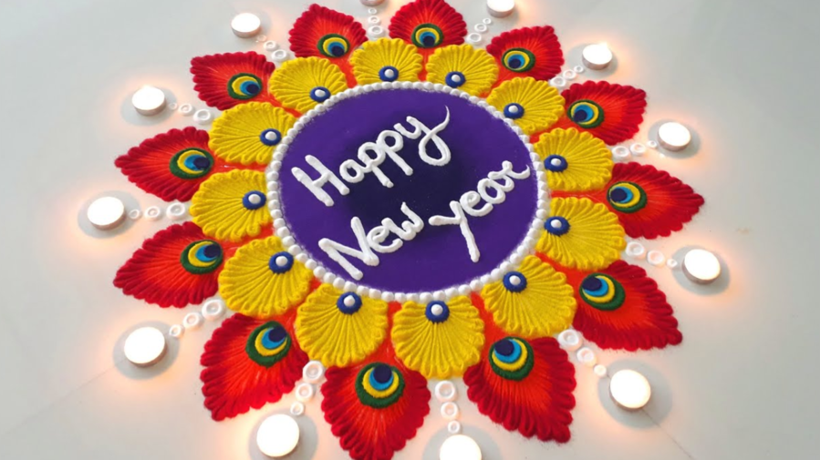 Happy New Year Rangoli Designs 2025 (नए साल की रंगोली डिजाइन): Simple ...