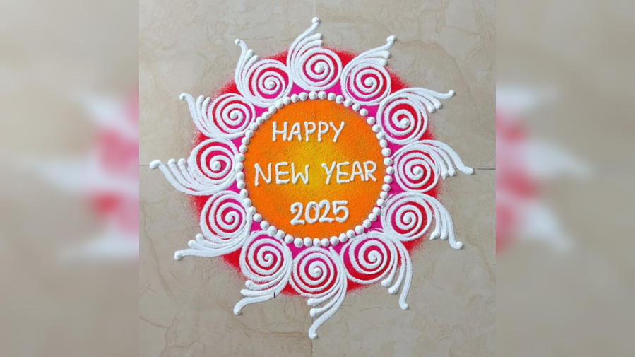 Happy New Year Rangoli Designs 2025 (नए साल की रंगोली डिजाइन): Simple ...