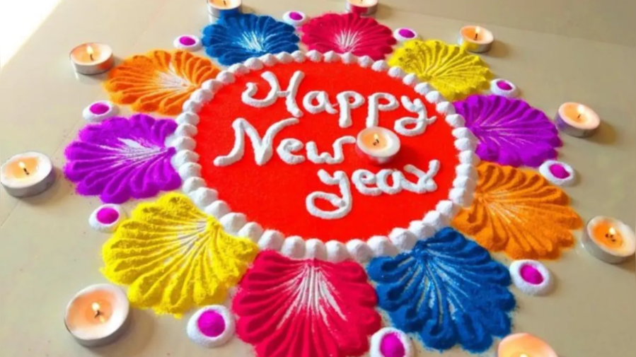 Happy New Year Rangoli Designs 2025 (नए साल की रंगोली डिजाइन): Simple ...