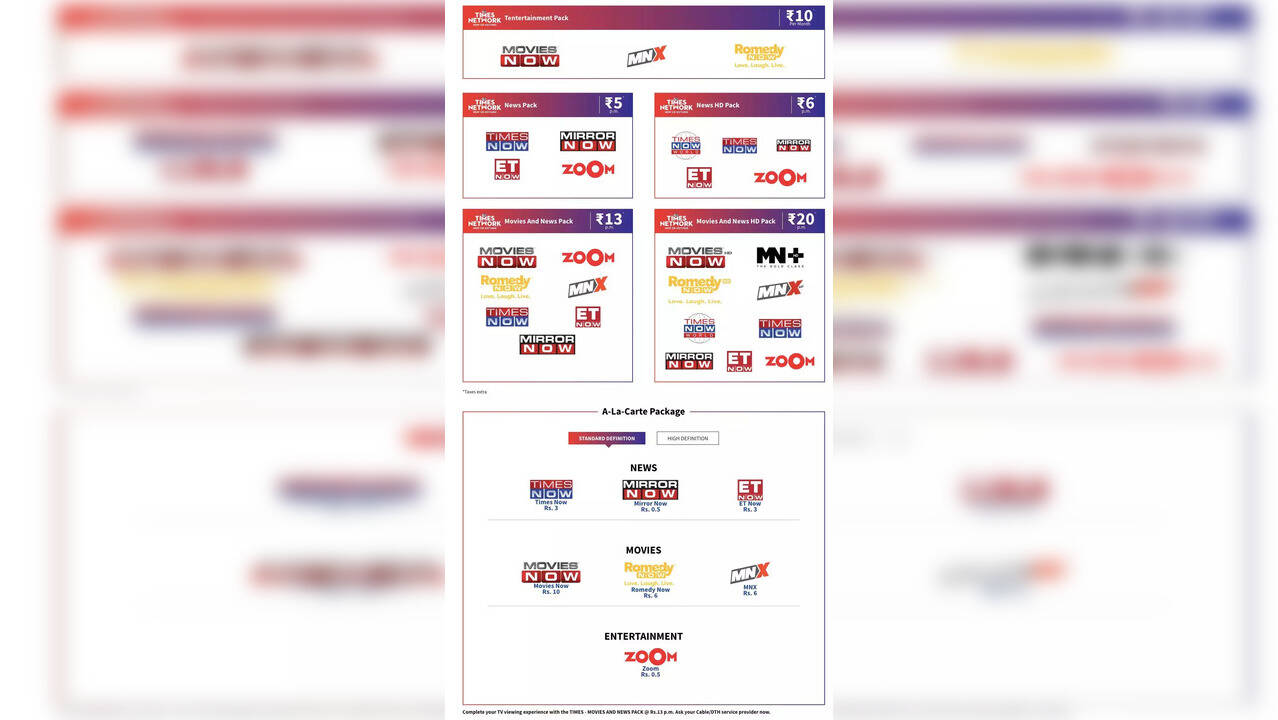 TIMES CHANNEL PACKS | Times Now Navbharat