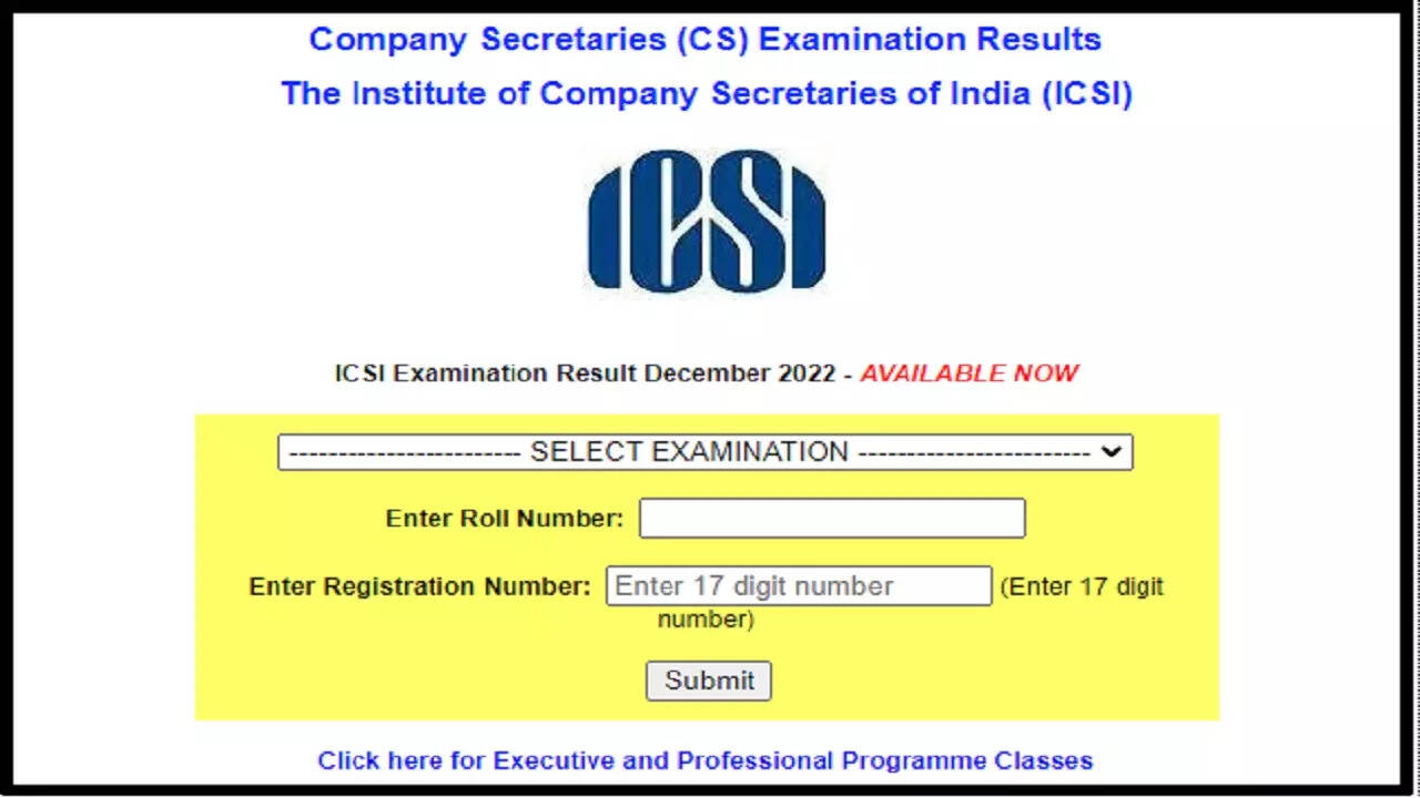 ICSI CS Executive result Download Direct Link out on icsi.edu check The ...
