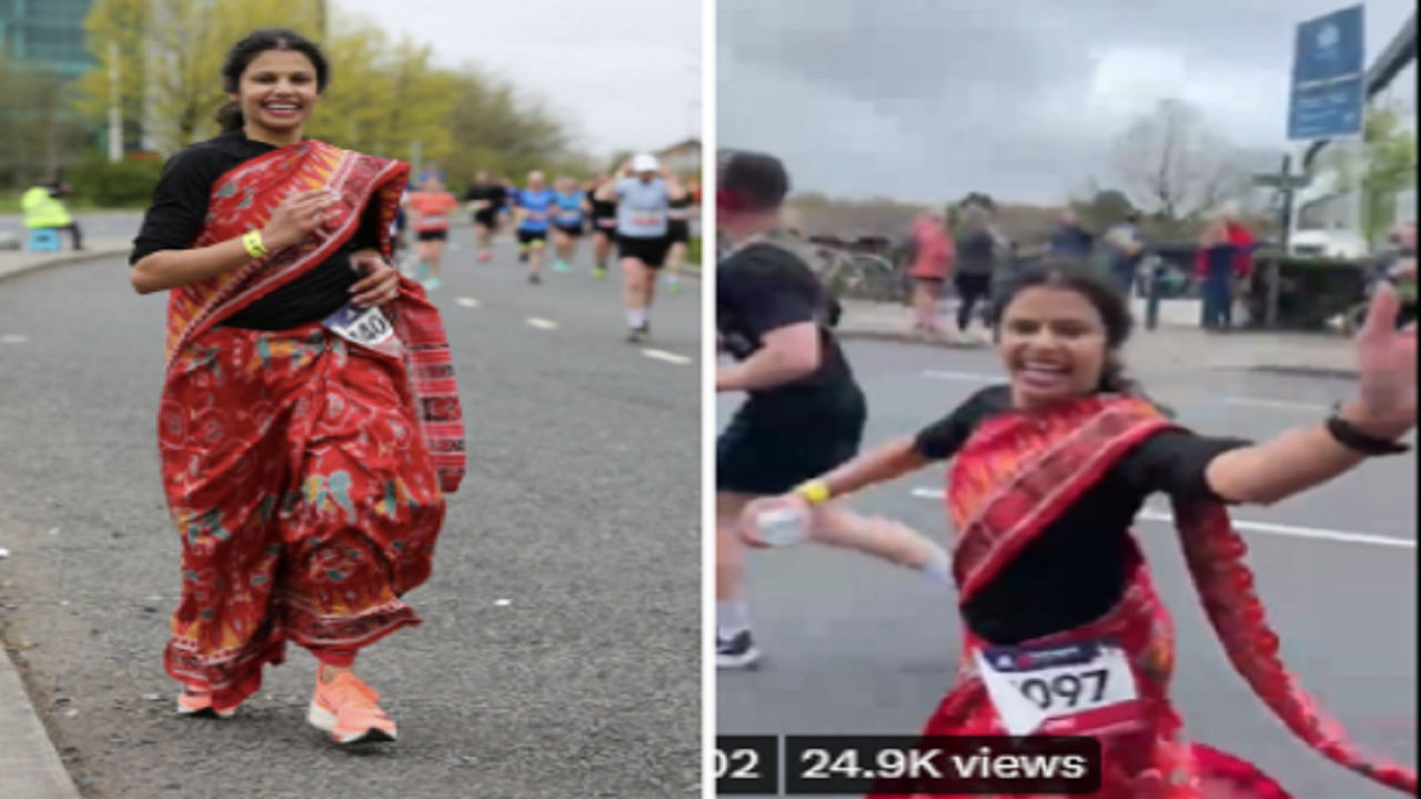 Indian woman Madhusmita Jena Das runs 42.5 km Manchester Marathon in ...